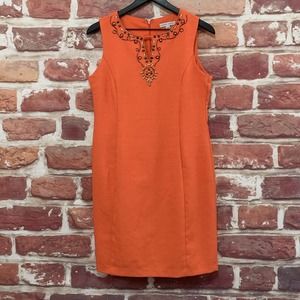 Sandra Darren | Dresses | Sandra Darren Womens Orange Beaded Sleeveless ...
